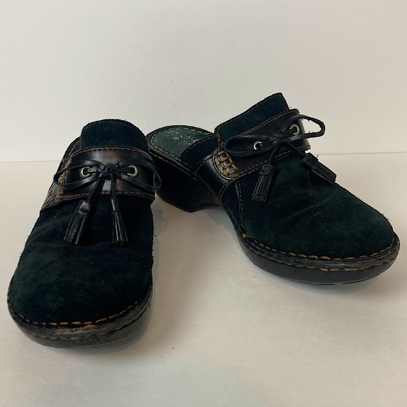 boc | Shoes | Boc Born Concept Black Suede Leather Clogs Loafers Size 9 ...